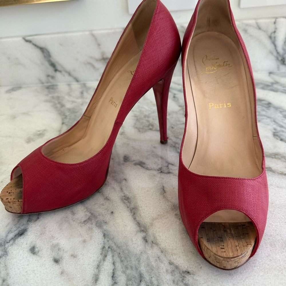 Christian Louboutin Red Peep Toe Pumps - Gem